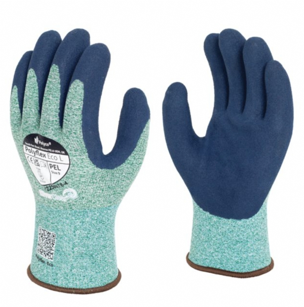 Polyco Polyflex Eco L Sandy Latex Coated Gloves | Aston Pharma